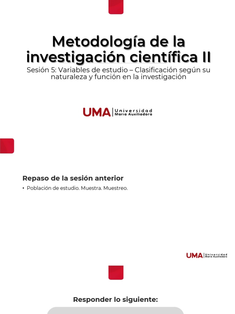 Sesión 05 Variables Clasificación Según Su Naturaleza Y Función