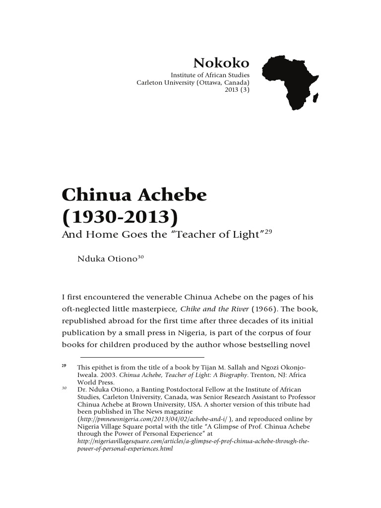 13 Nokoko 3 Chinua Achebe 1930 2013 | PDF | African Literature