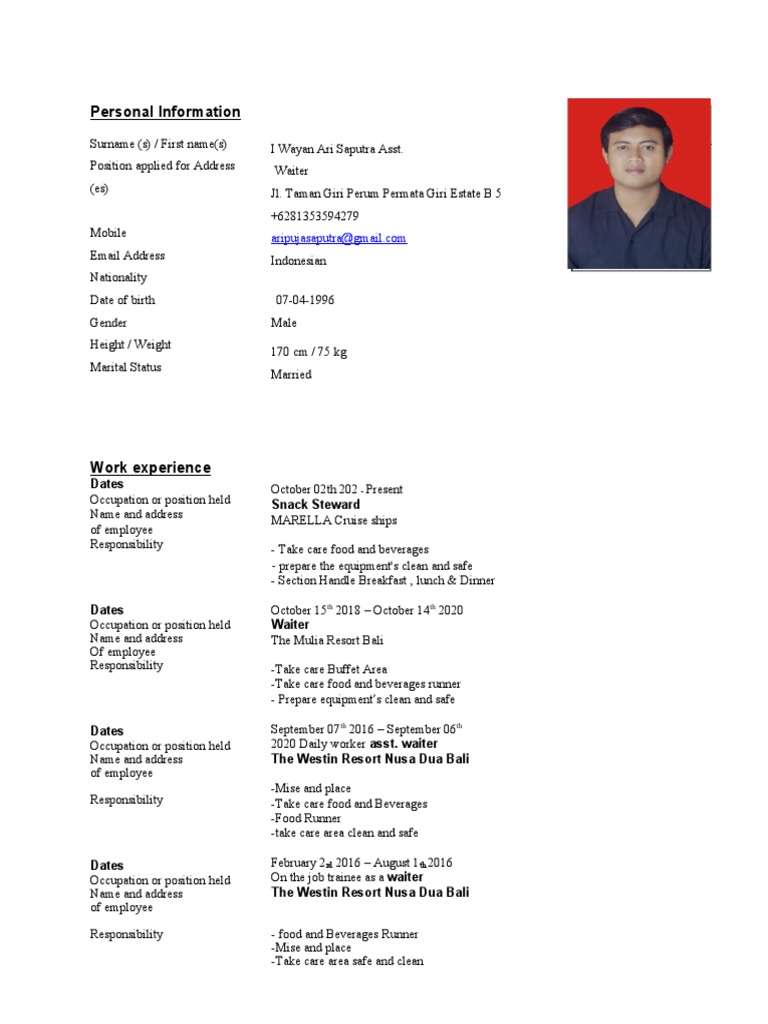 CV Wawan For 2023 | PDF | Food And Drink | Cuisine