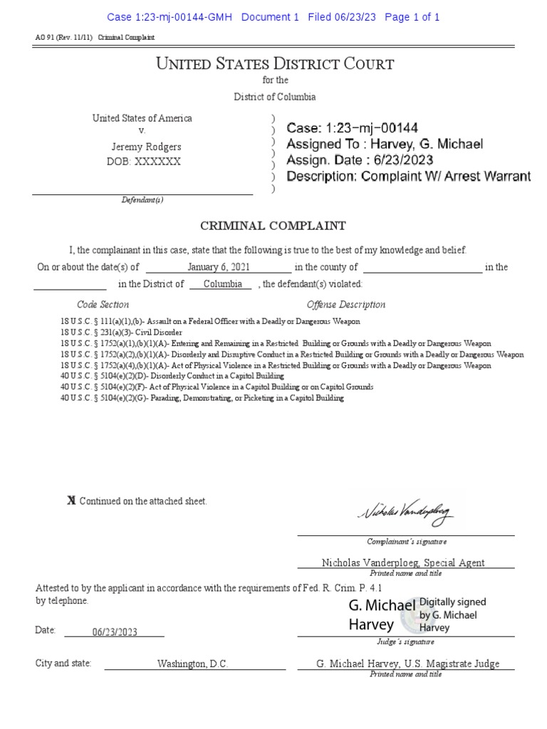 Jeremy Rodgers Info | PDF | United States Senate | United States Capitol