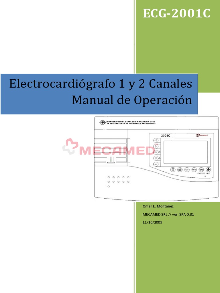 2001C Manual de Operacion Ver. SPA031-A4 | PDF | Electrocardiografia ...