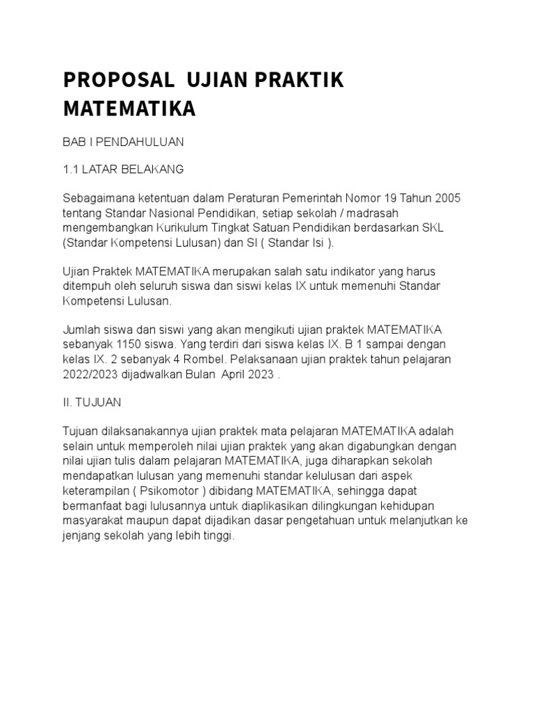 PROPOSAL Ujian Praktik MATEMATIKA | PDF