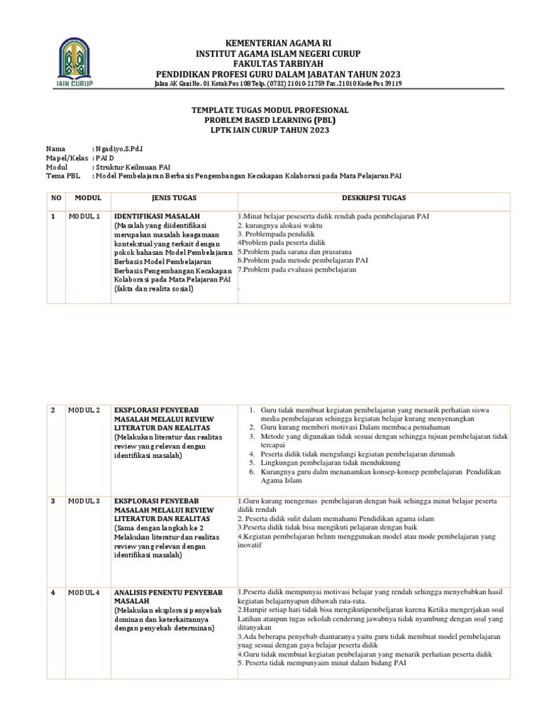 Tugas PBL - Struktur - Keilmuan - Pai | PDF
