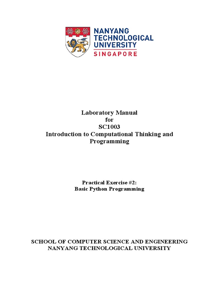 Sc1003 Ex 2 Basic Python Programming Pdf Programming Computer
