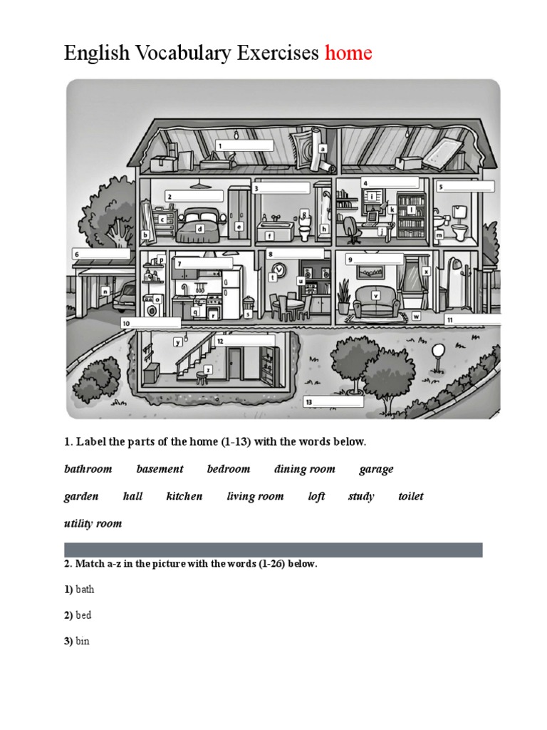 English Home Vocabulary Exercises | PDF