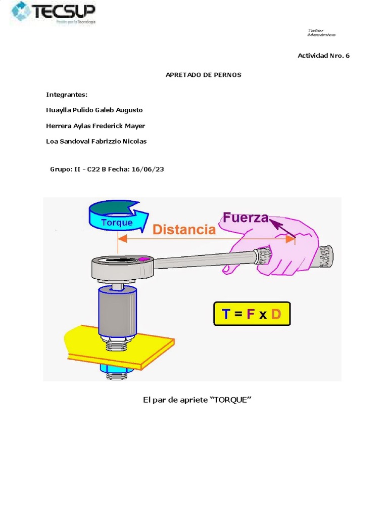 Guía de Torque y Apretado de Pernos | PDF | Tornillo | Herramientas