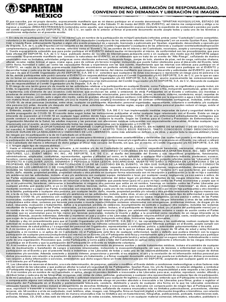 Carta Exoneración - Spartan | PDF | Daños y perjuicios | Televisión