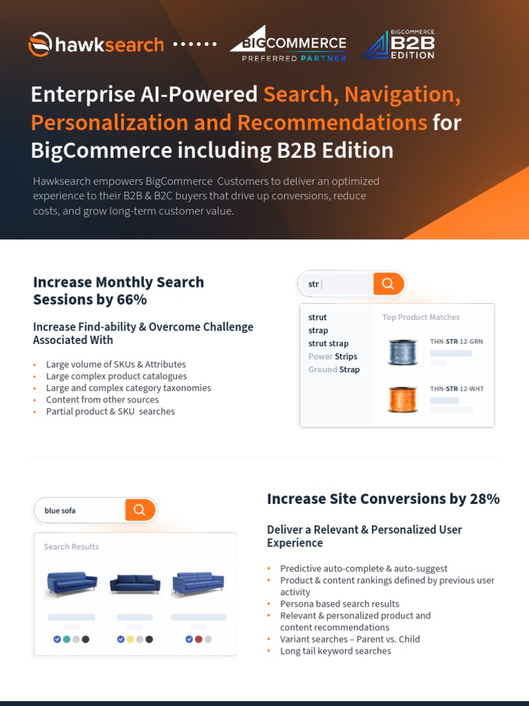 624b4e6b923e5f64ab605ff6 - Hawksearch BigCommerce 3pager | PDF | Analytics | Artificial Intelligence