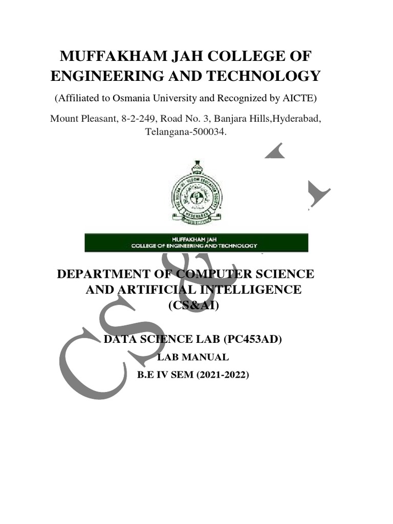 Data Science Lab Manual | PDF | Cluster Analysis | Covariance