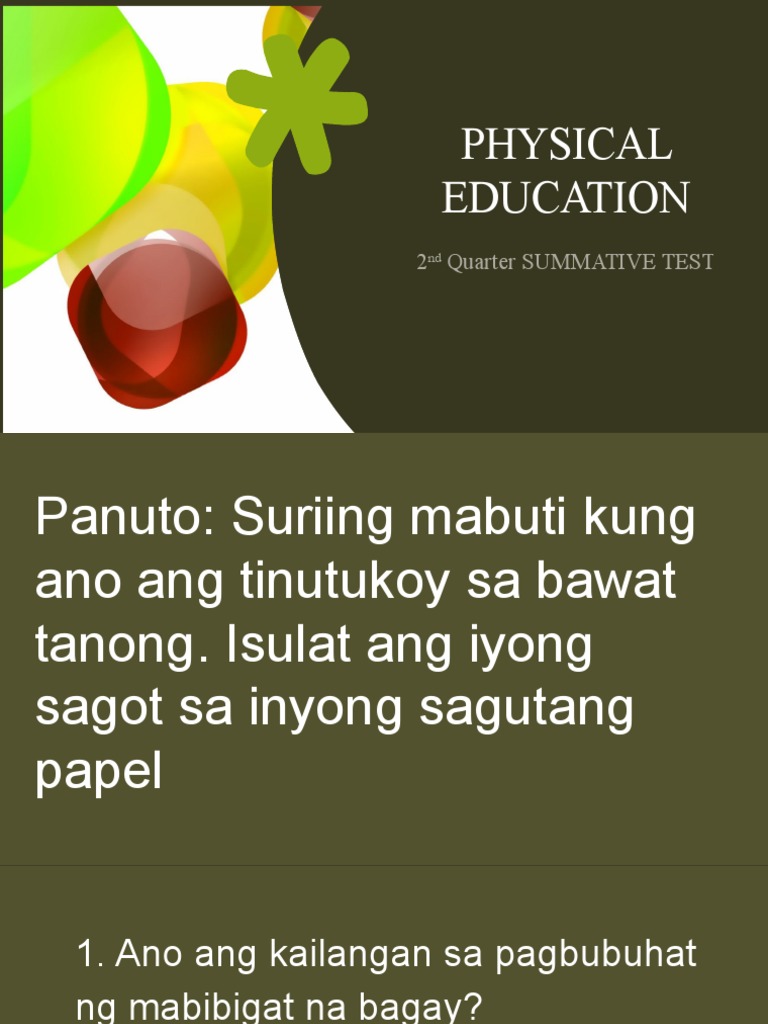 PHYSICAL EDUCATION 2nd QRTR Summative Test | PDF