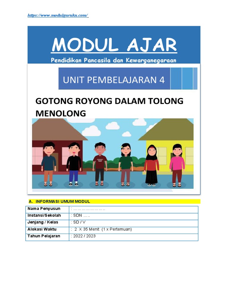 Modul Ajar PPKN Unit 1 Pembelajaran 4 Kelas 5 Kurikulum Merdeka | PDF