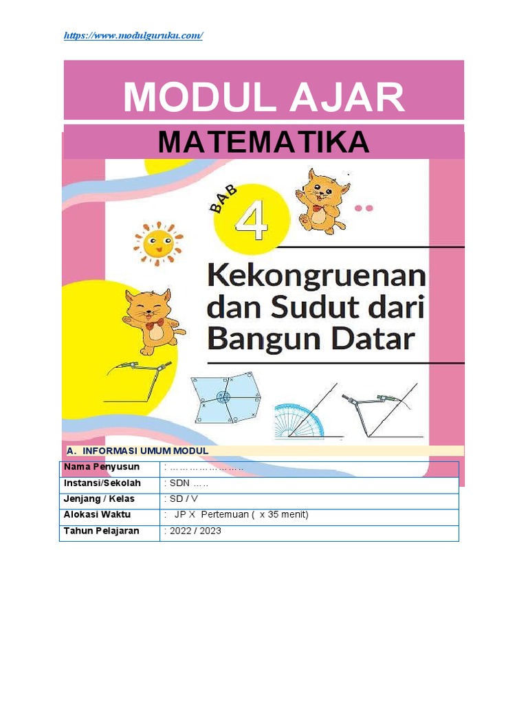 Modul Ajar Matematika Kelas 5 Bab 4 Kurikulum Merdeka | PDF