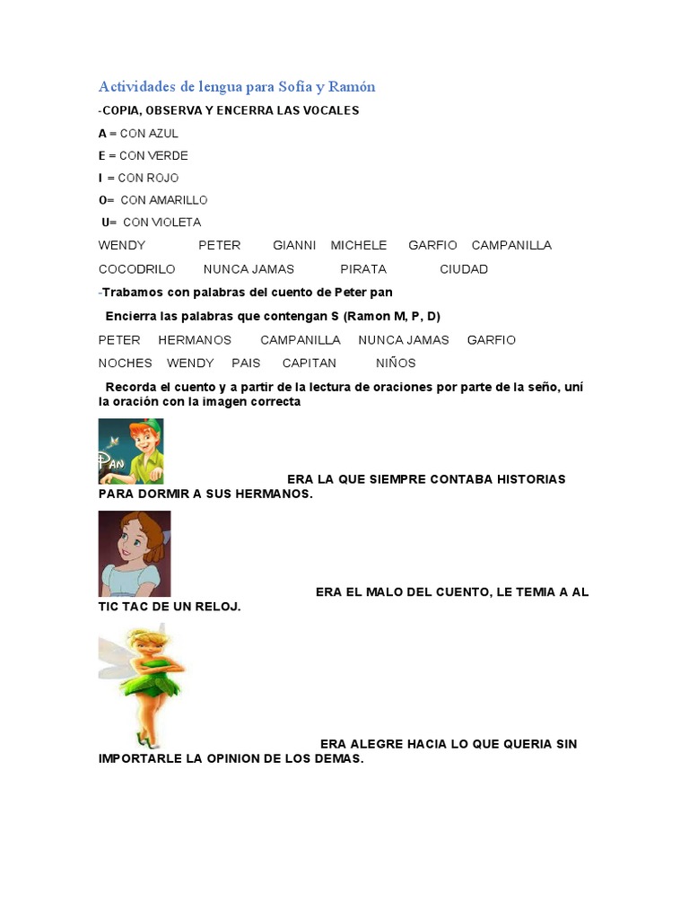Actividades de Lengua para Sofía y Ramón | PDF | Espectro electromagnético | Procesamiento de ...