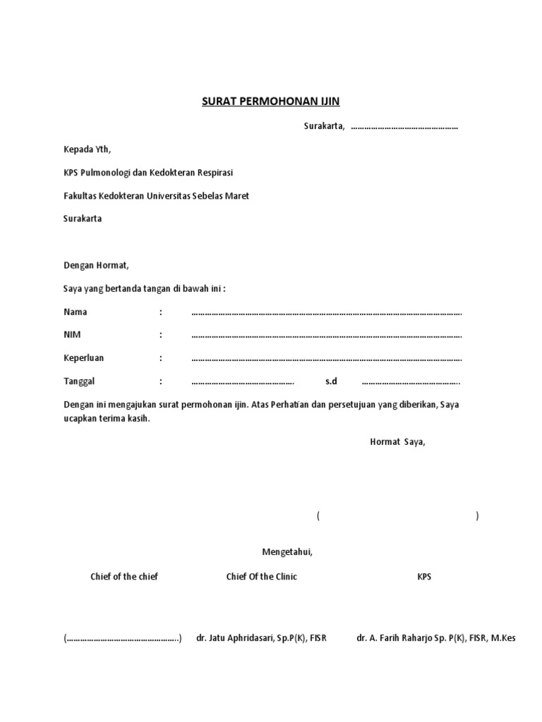 Surat Permohonan Ijin_ Revisi | PDF