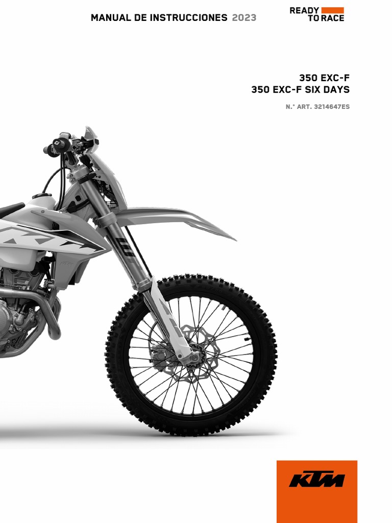 Manual KTM 350 EXC-F y Six Days 2023 | PDF | Tornillo | Motocicleta
