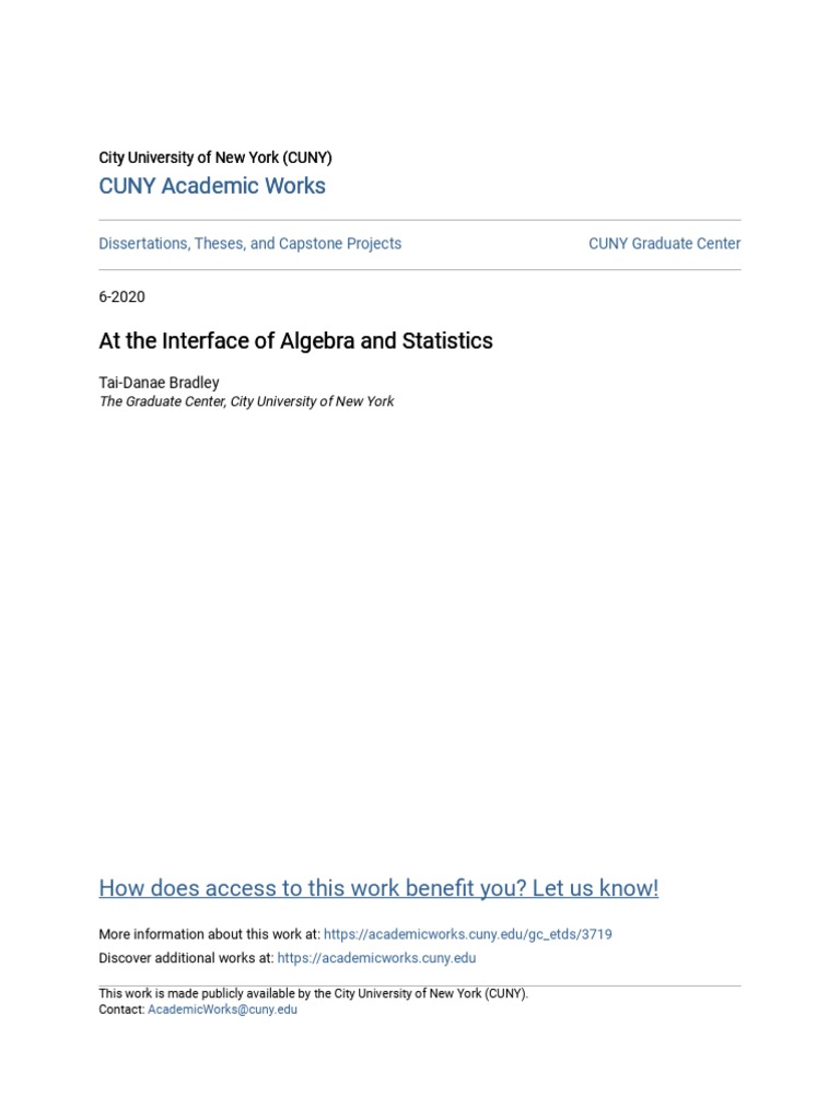 At The Interface of Algebra and Statistics | PDF | Operator ...