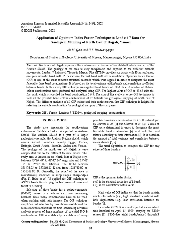 Application of Optimum Index Factor Tech | PDF | Rock (Geology) | Infrared