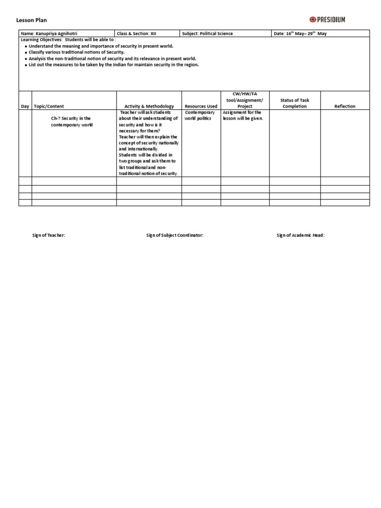 Lesson Plan Ch-7 | PDF | Lesson Plan | Behavior Modification