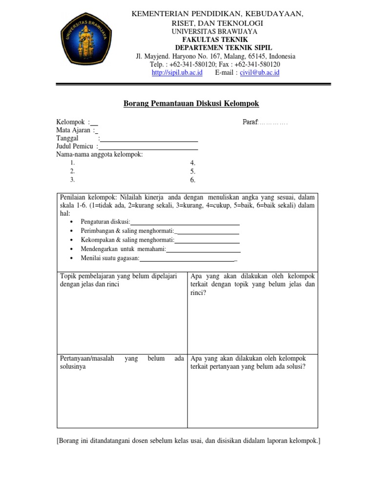 Borang Instrumen Penilaian Kelas Kolaboratif TPAB | PDF