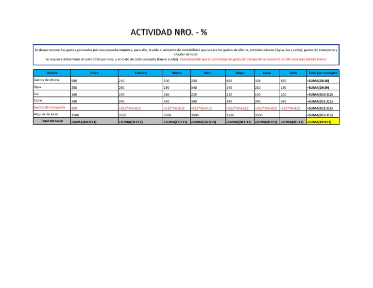 Ejemplo de Porcentajes1 - Actividad Nro2 | PDF Ejemplo de Porcentajes1 - Actividad Nro2 | PDF