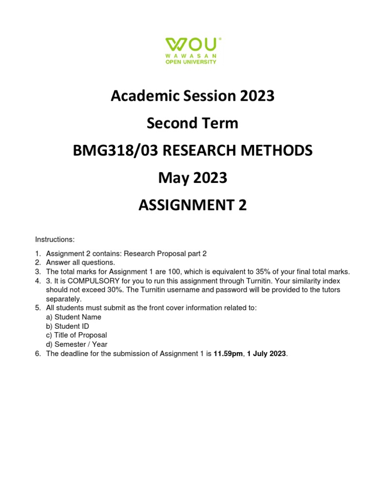 BMG318 - Assignment 2 - ODL - May 2023 | PDF