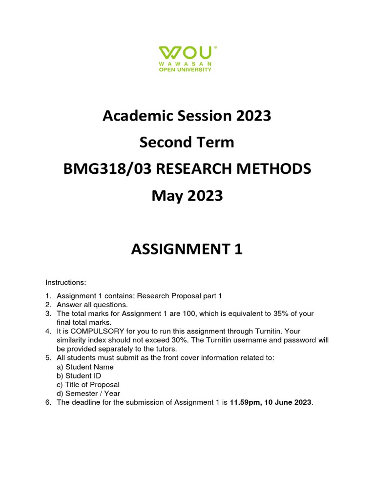 BMG318 Assignment 1 ODL May 2023 | PDF