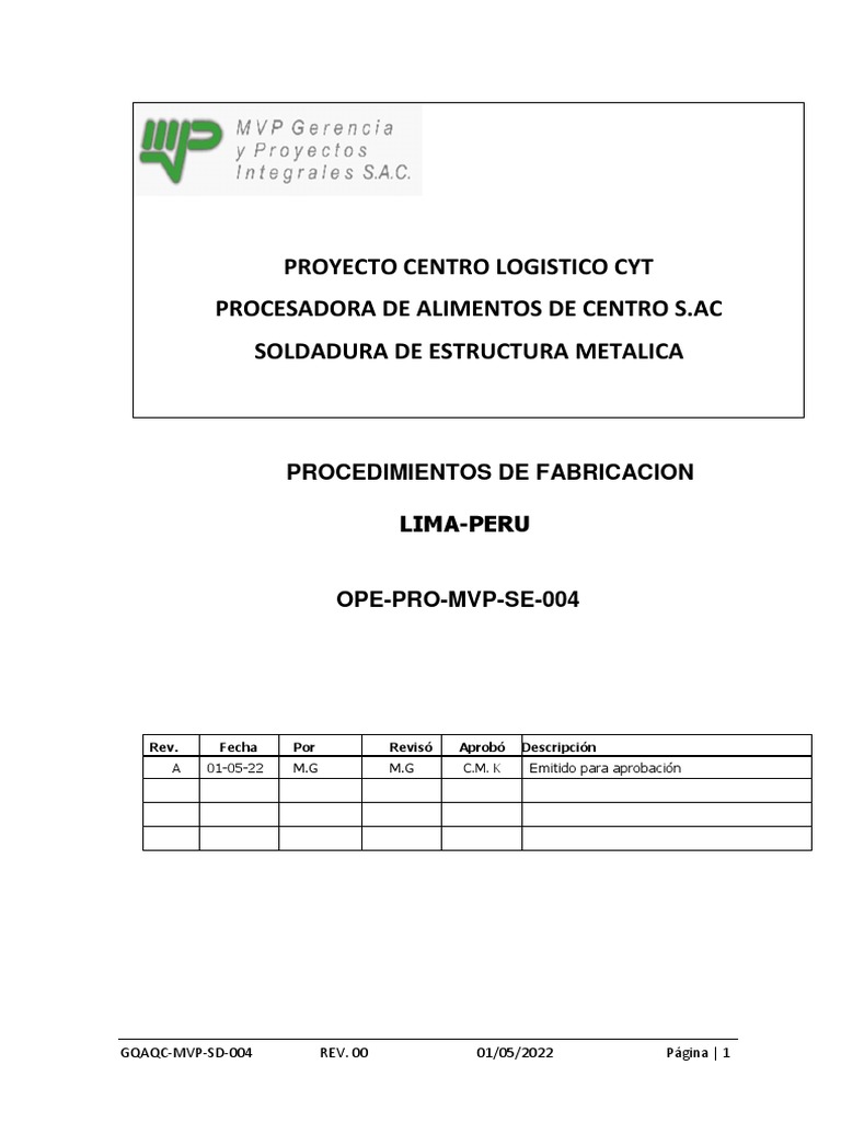 Ope-Pro-Sem-004 Soldeo de Estructuras Metalicas | PDF | Soldadura | Construcción