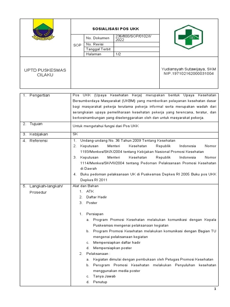 Sosialisasi Pos UKK untuk Kesehatan Pekerja | PDF