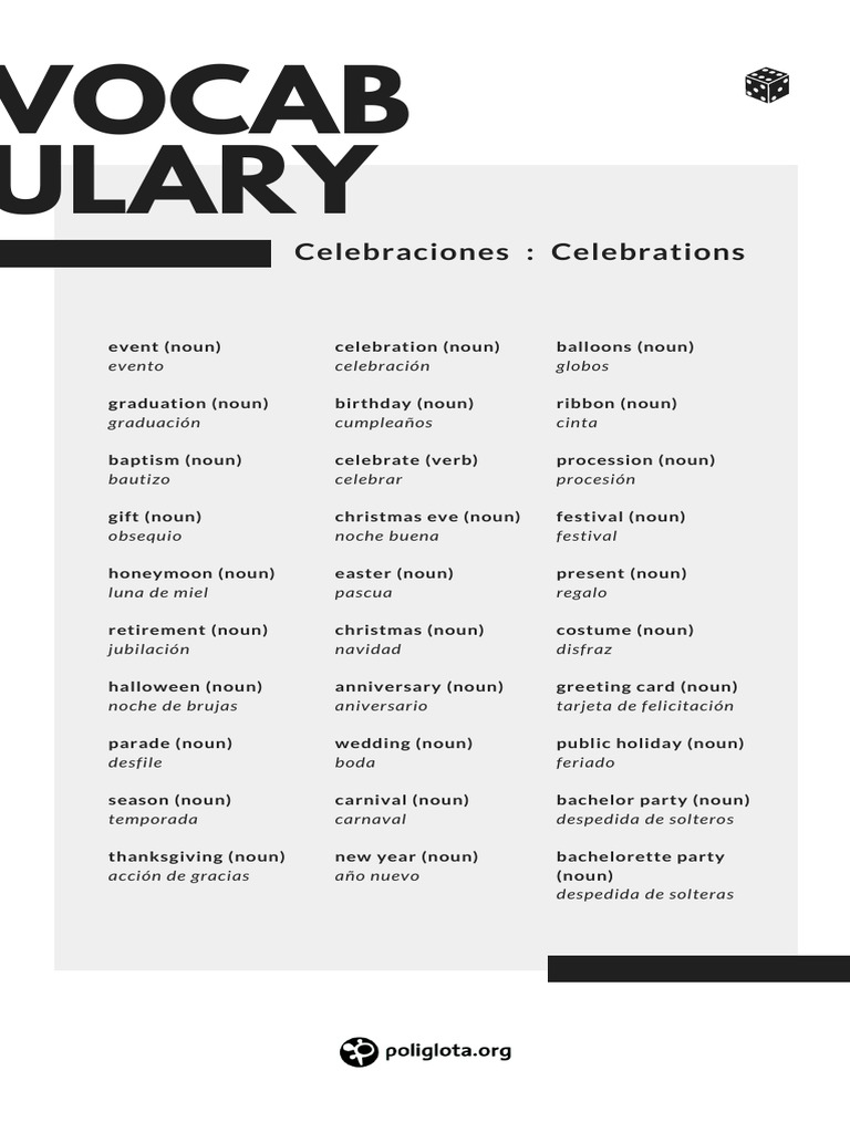 Vocabulario Celebration | PDF | Religión y espiritualidad