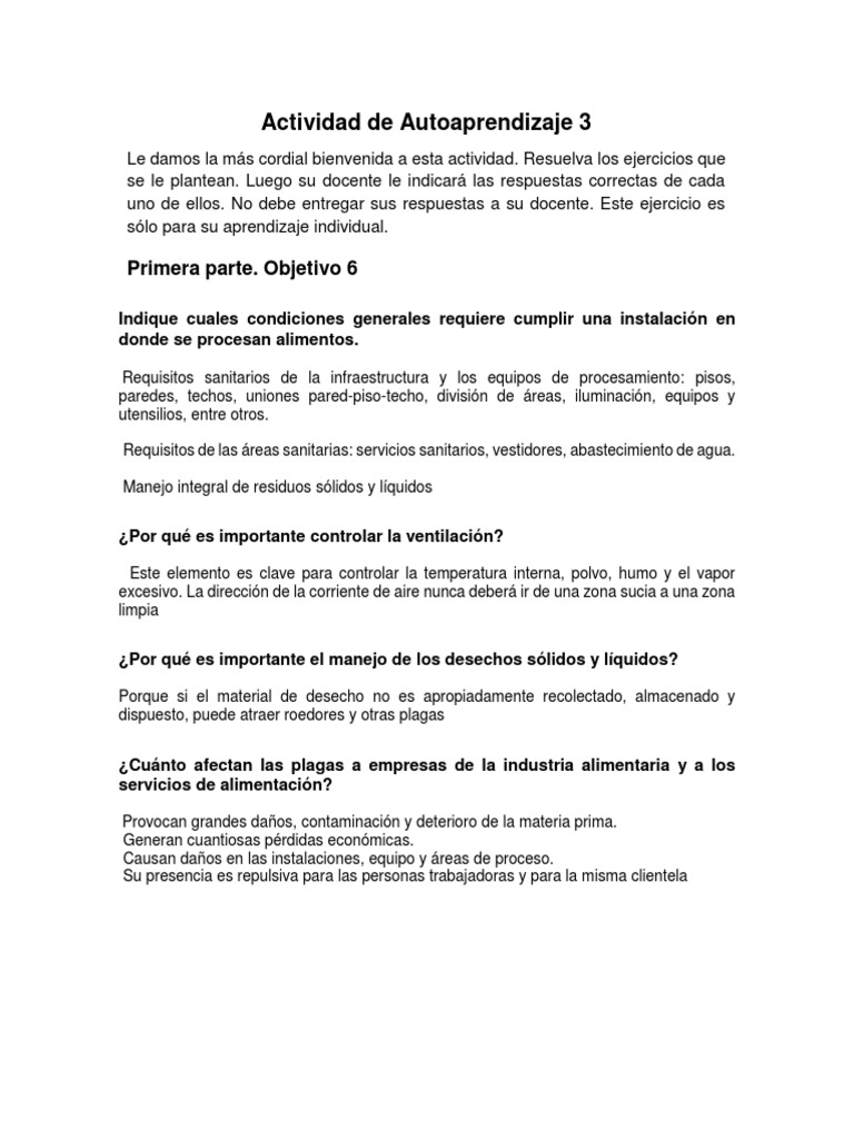 Actividad de Autoaprendizaje 3 | PDF | Residuos | Alimentos