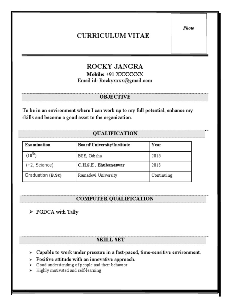 Simple CV Template for Rocky Jangra | PDF