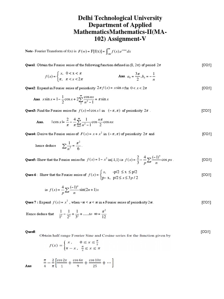 Assignment 5 MA 102 | PDF | Trigonometric Functions | Trigonometry
