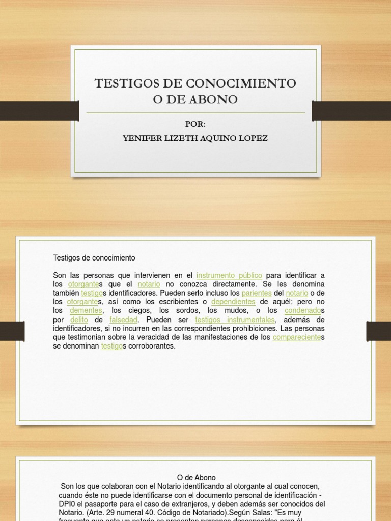 Testigos de Conocimiento O de Abono: Por: Yenifer Lizeth Aquino Lopez ...