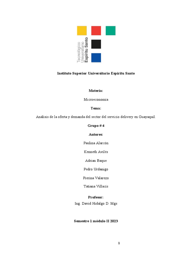 Avance Final CAPITULO 2 PROYECTO MICROECONOMIA GRUPO 4 | PDF | Entrega (Comercio) | Logística