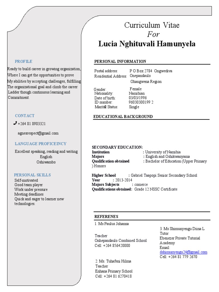 CV Sample | PDF | Schools | Teachers