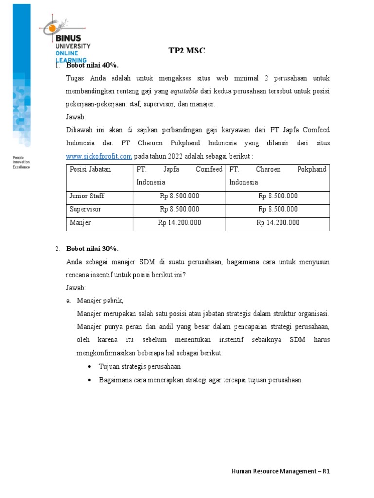 Tp2 MSC: Human Resource Management - R1 | PDF