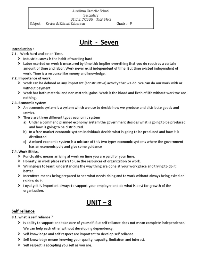 Grade 9 Civics Note | PDF | Data | Knowledge