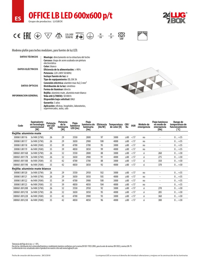 LUG OFFICE LB LED 600x600 P T ES | Descargar gratis PDF | Diodo emisor ...