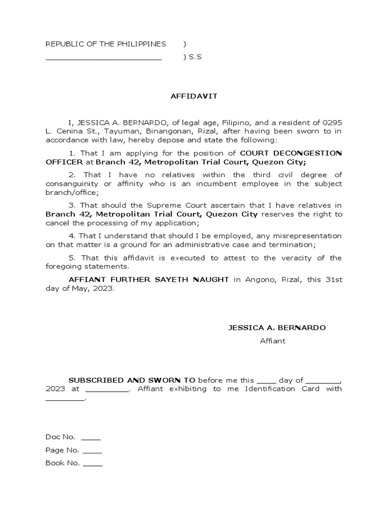 Affidavit of No Relatives | PDF