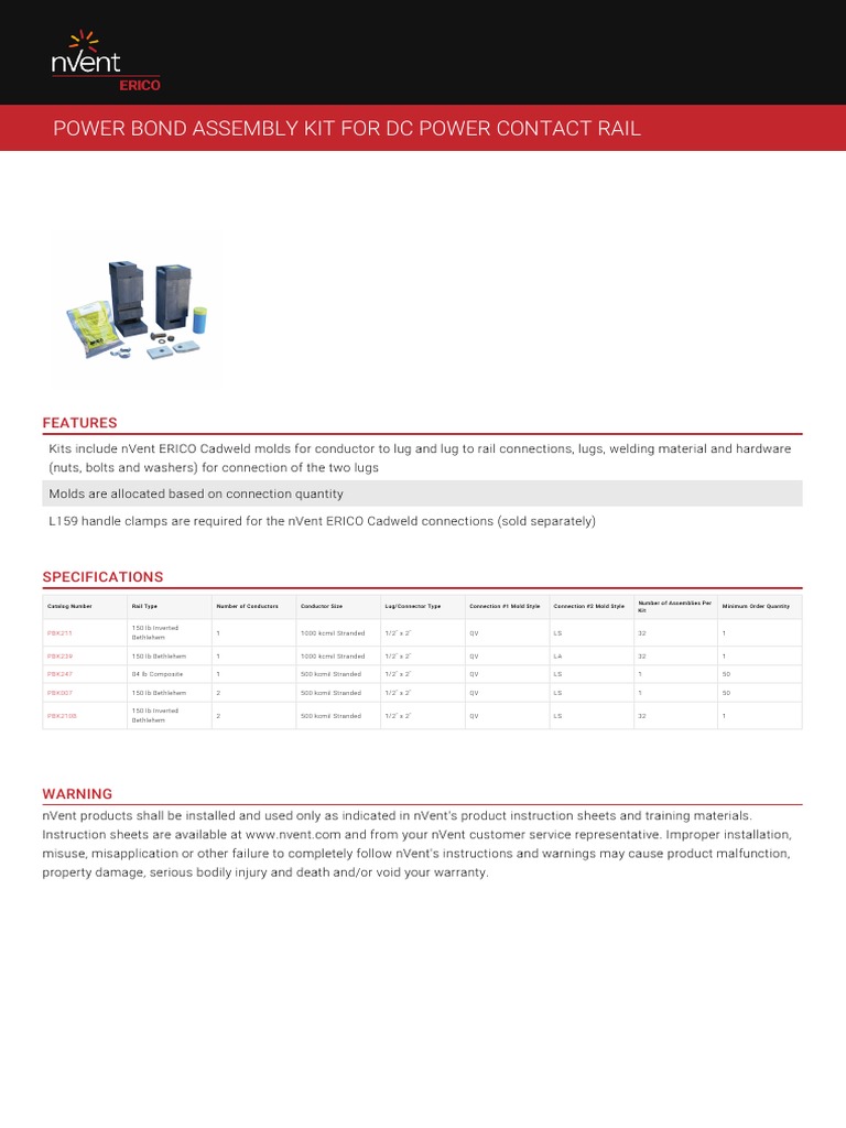 DC Power Contact Rail Assembly Kit | PDF | Manufactured Goods