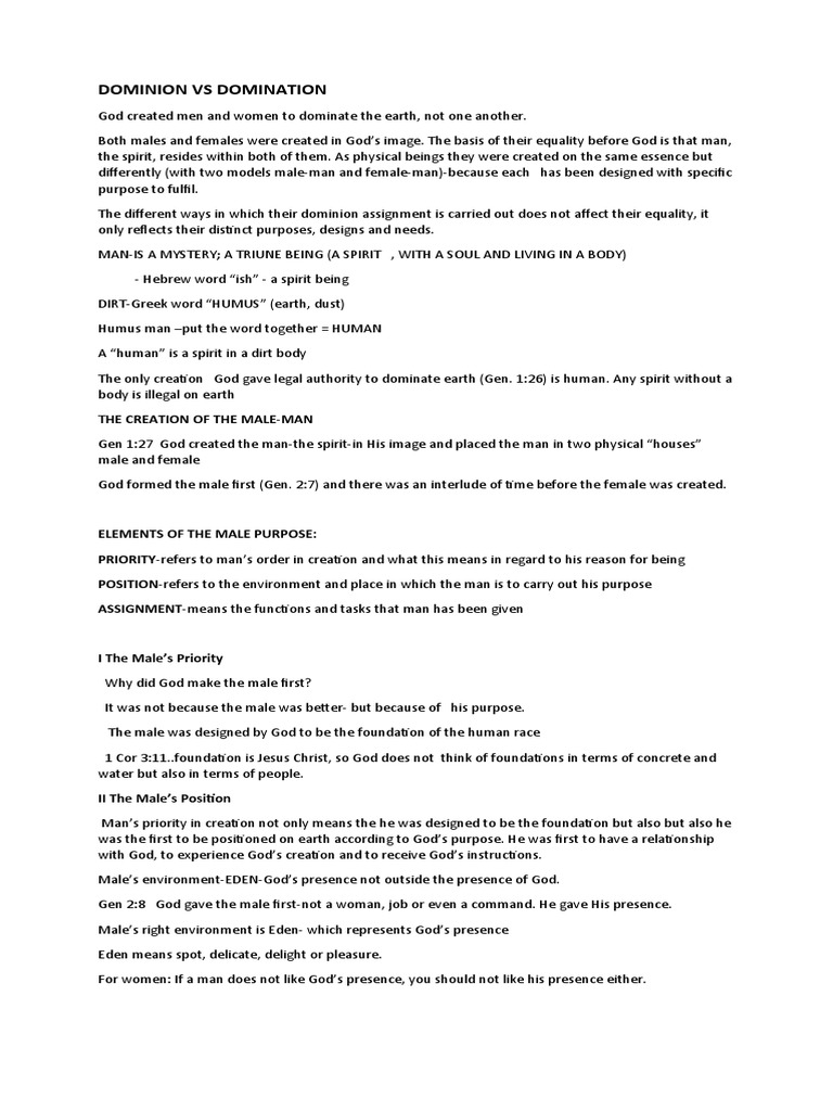 Dominion VS Domination | PDF | God | Image Of God