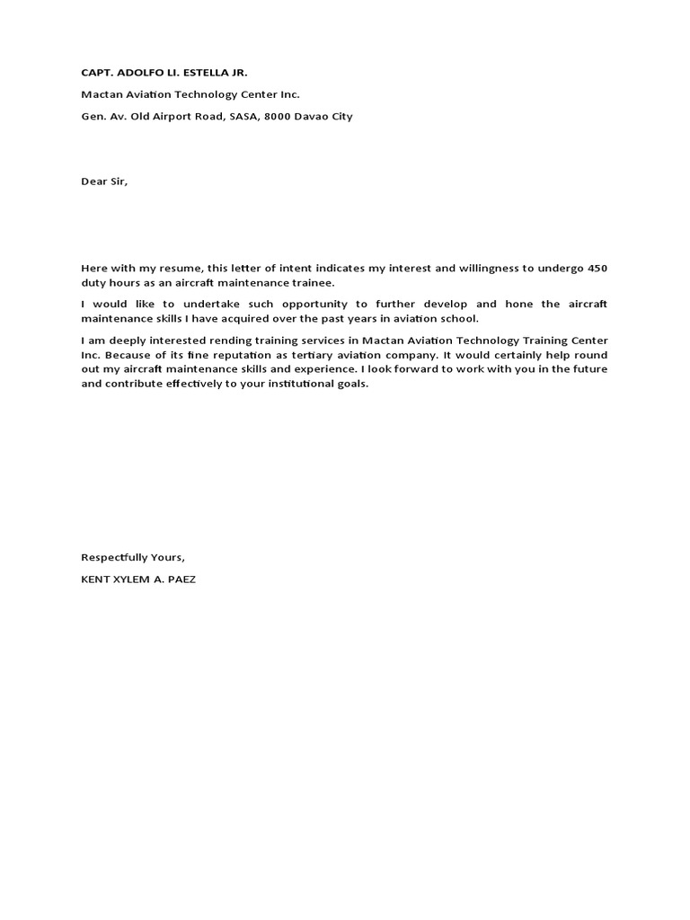 Letter of Intent | PDF