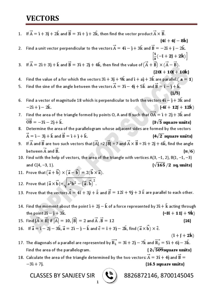 Practice Paper On Topic Cross Product | PDF | Euclidean Vector | Velocity