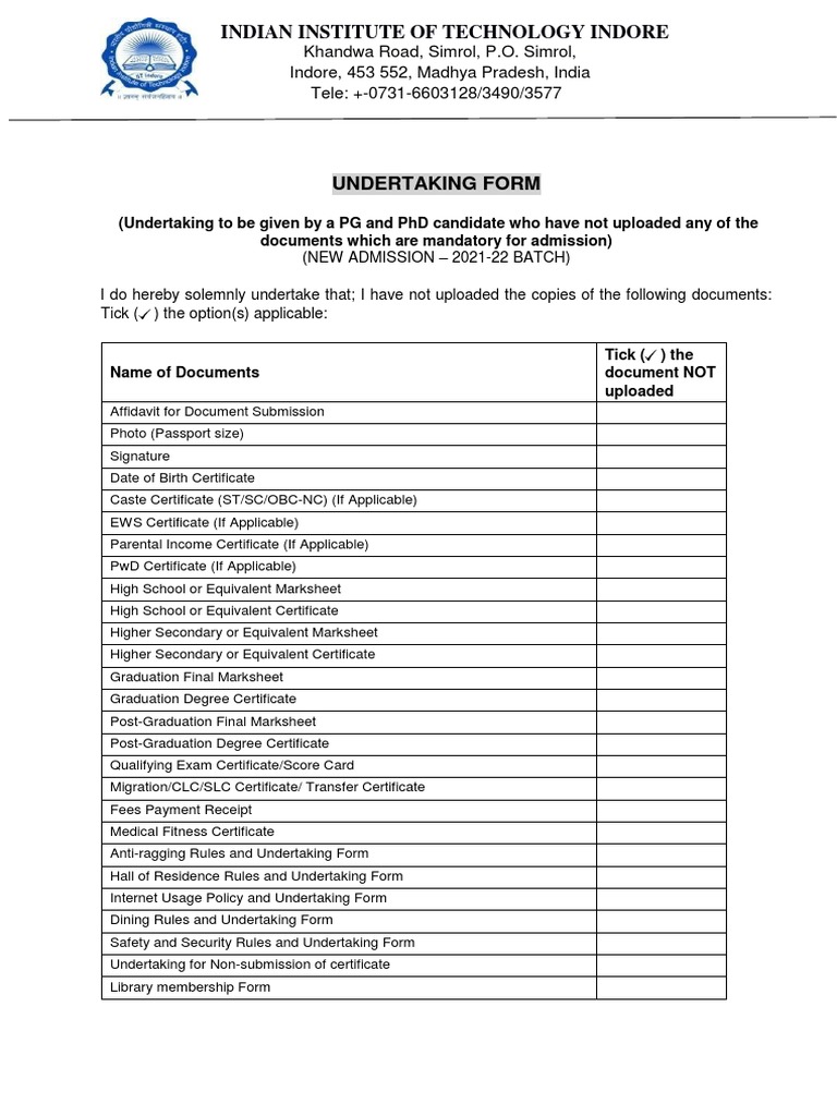 Undertaking For Non-Submission of Documents | PDF | University And ... Undertaking For Non-Submission of Documents | PDF | University And ...
