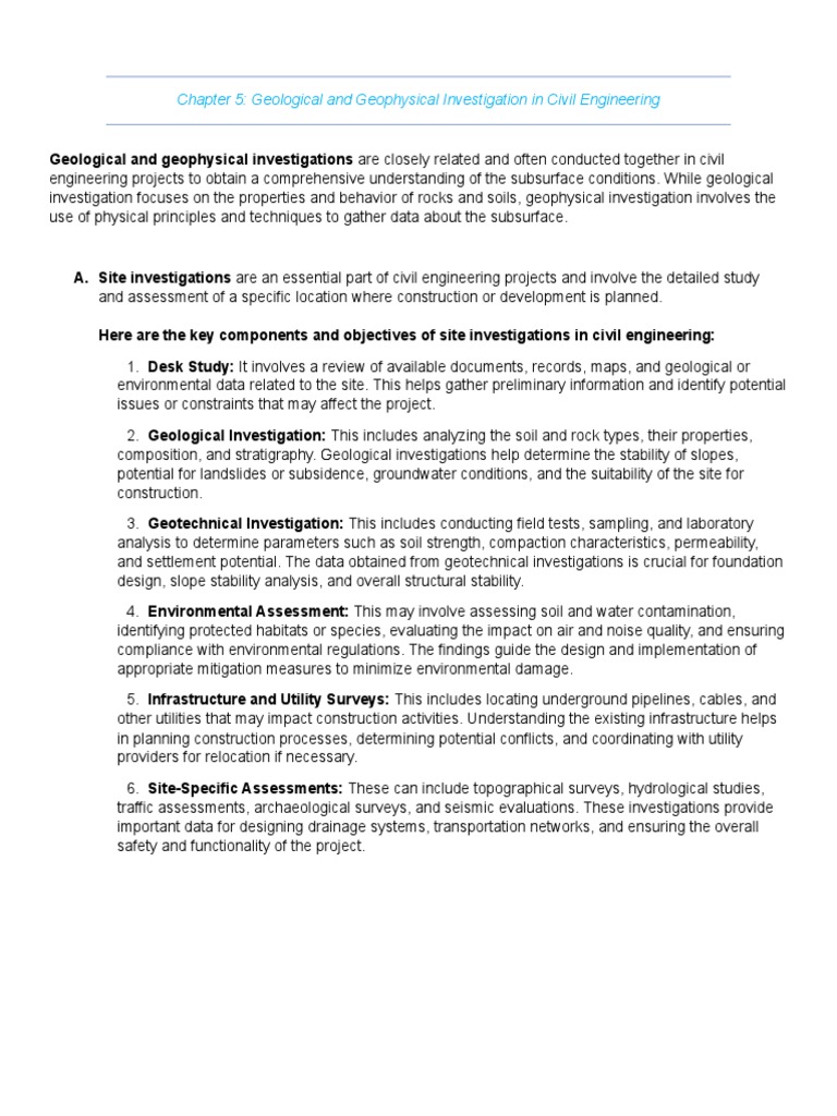 Chapter 5 Geological and Geophysical Investigation | PDF | Geotechnical Engineering | Reflection ...
