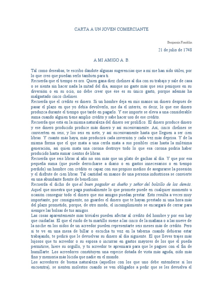 Carta A Un Joven Comerciante | PDF | Dinero | Libra esterlina