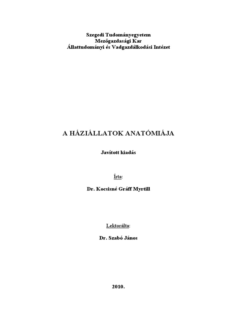A Haziallatok Anatomiaja | PDF
