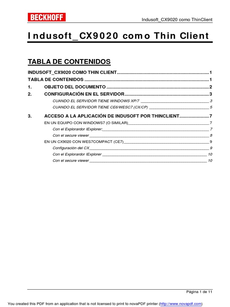 Indusoft CX9020: Configuración Thin Client | PDF | Red mundial ...