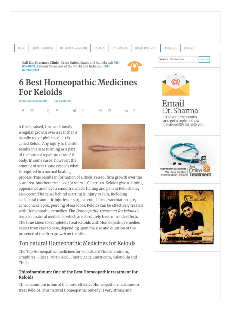 6 Best Homeopathic Medicines For Keloids | PDF | Scar | Homeopathy