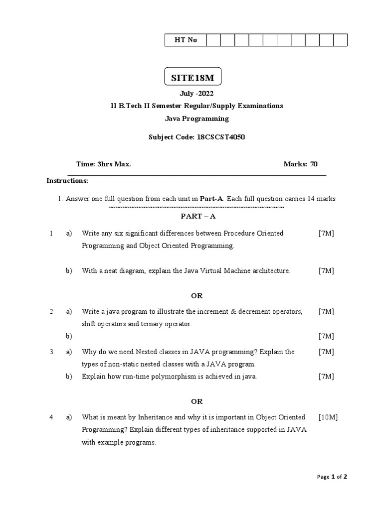 Java Model Paper-2 | PDF | Java (Programming Language) | Class ... Java Model Paper-2 | PDF | Java (Programming Language) | Class ...